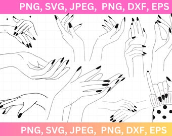1347 Nail Art SVG Bundle, Girl Hand Svg, Nail Art Cut File, Nail Tech ...