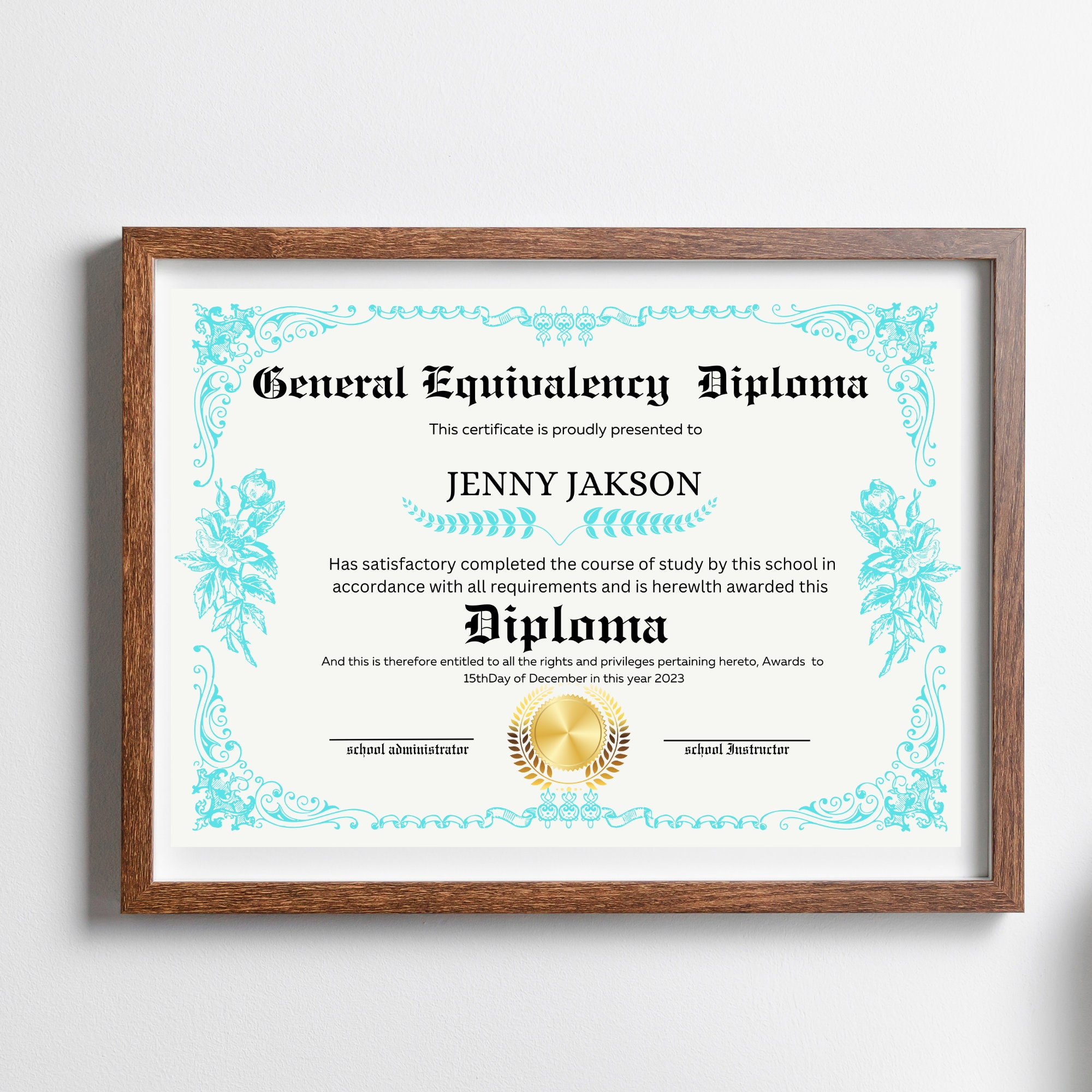 General Equivalency Diploma, Customized GED Diploma, Editable Ged ...