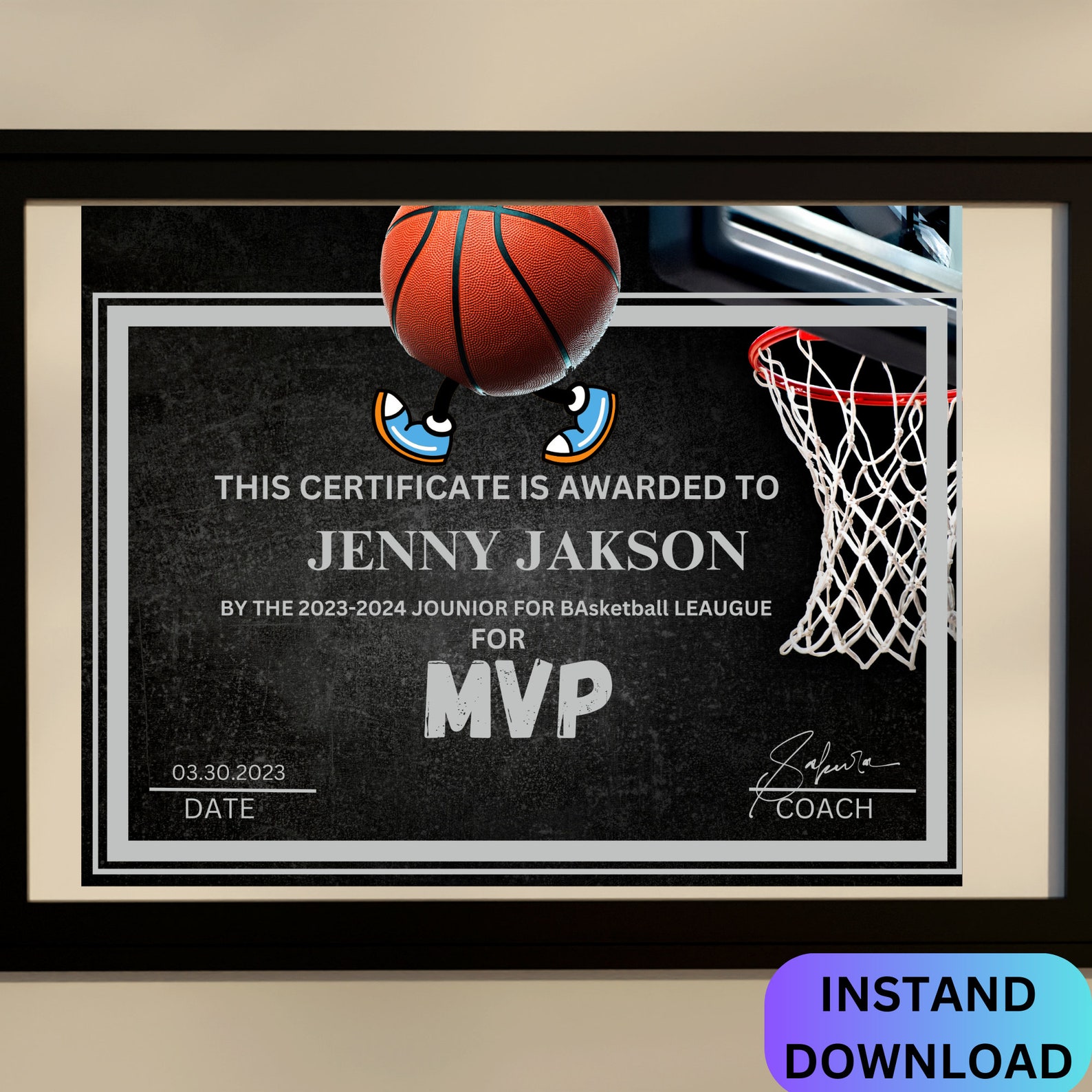 Basketball Certificate, Achievement, Award, Sports MVP, Certificate of ...