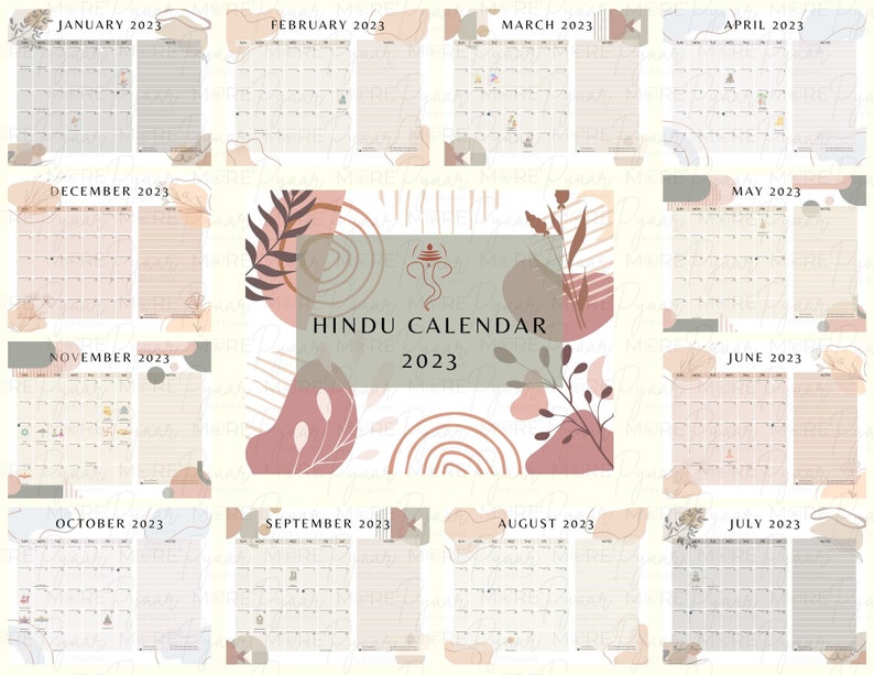 Hindu Calendar 2023 Includes Major Hindu Festivals & US - Etsy