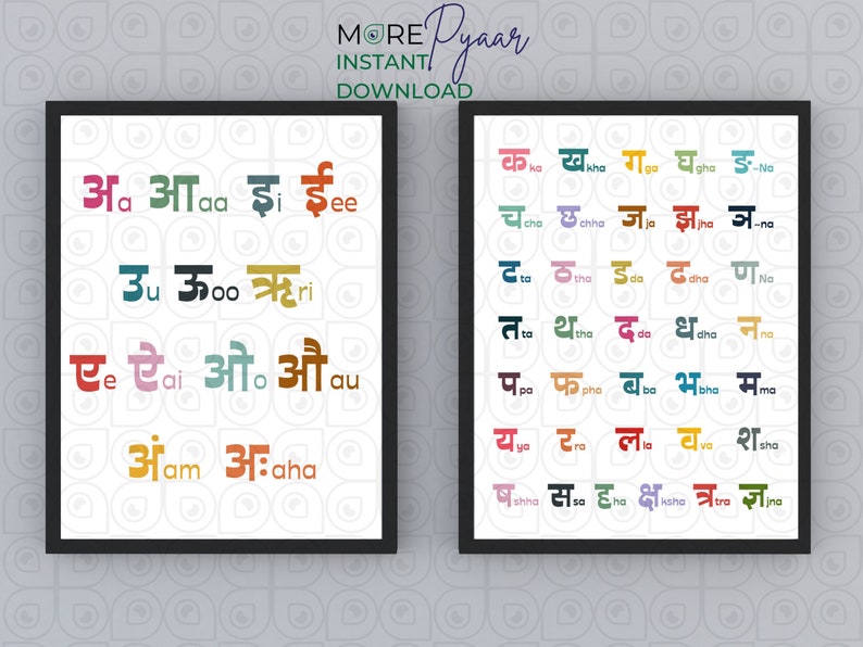 HINDI Letters Vowels Consonants | Baby Nursery and Kids Room Decor ...