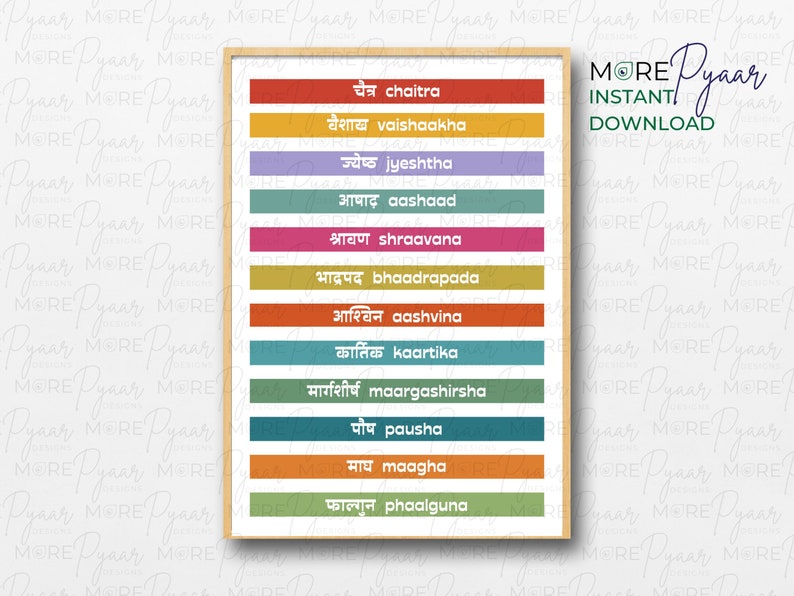 HINDI and English Hindu Months| Baby Nursery & Kids Room Decor ...