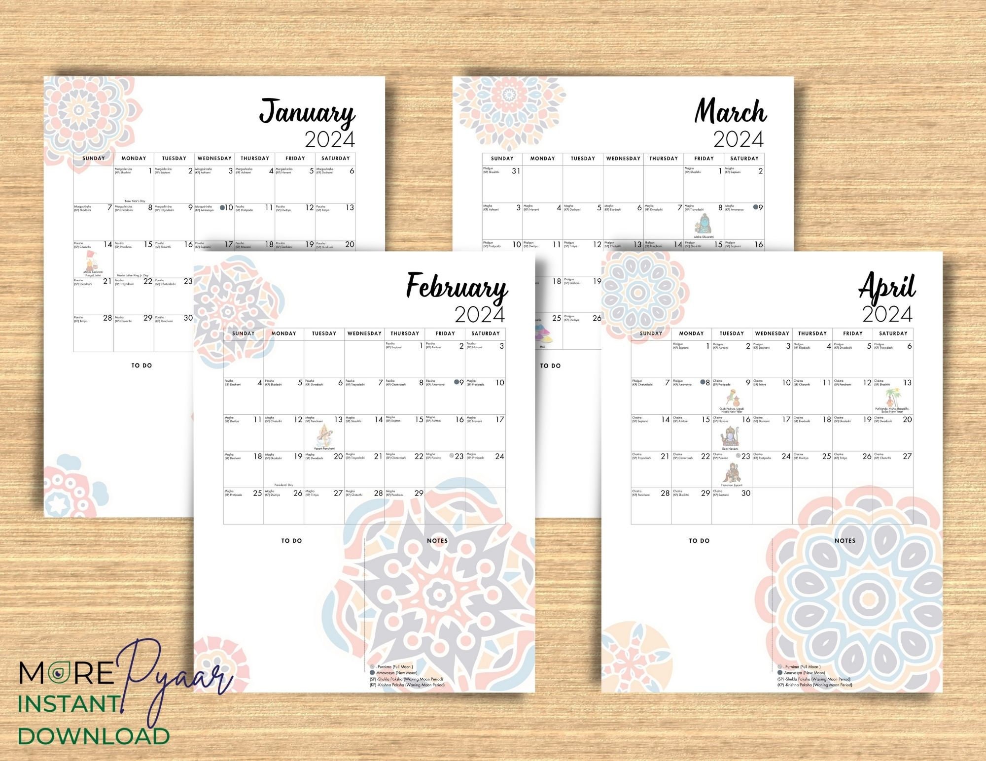 Hindu Calendar 2024 | Includes Major Hindu Festivals and US Federal ...