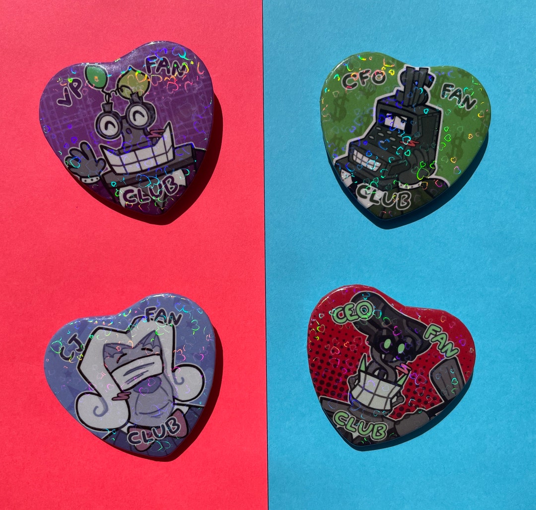 Toontown Cog Boss Fan Club Holo Heart Pins 2.25 In - Etsy
