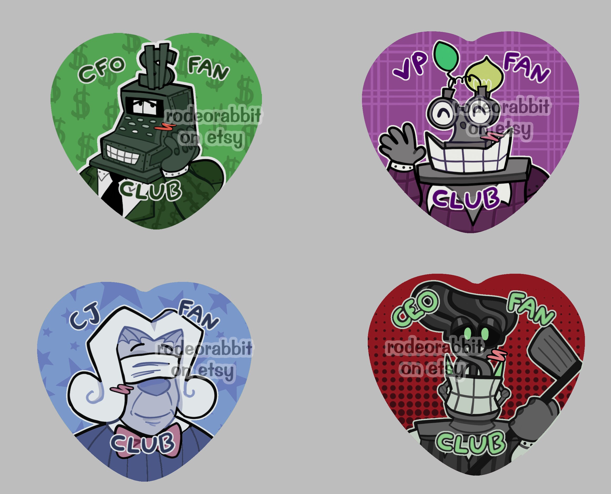 Toontown Cog Boss Fan Club Holo Heart Pins 2.25 In - Etsy
