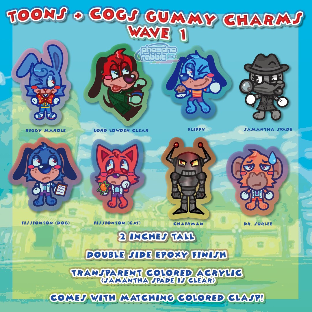 PREORDER - Toontown Toons & Cogs Mini Gummy Charms - 2'' - Epoxy Finish ...
