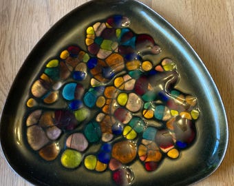 Mid Century Copper Enamel Plate With Retro Design RT5 or S and Smaller ...