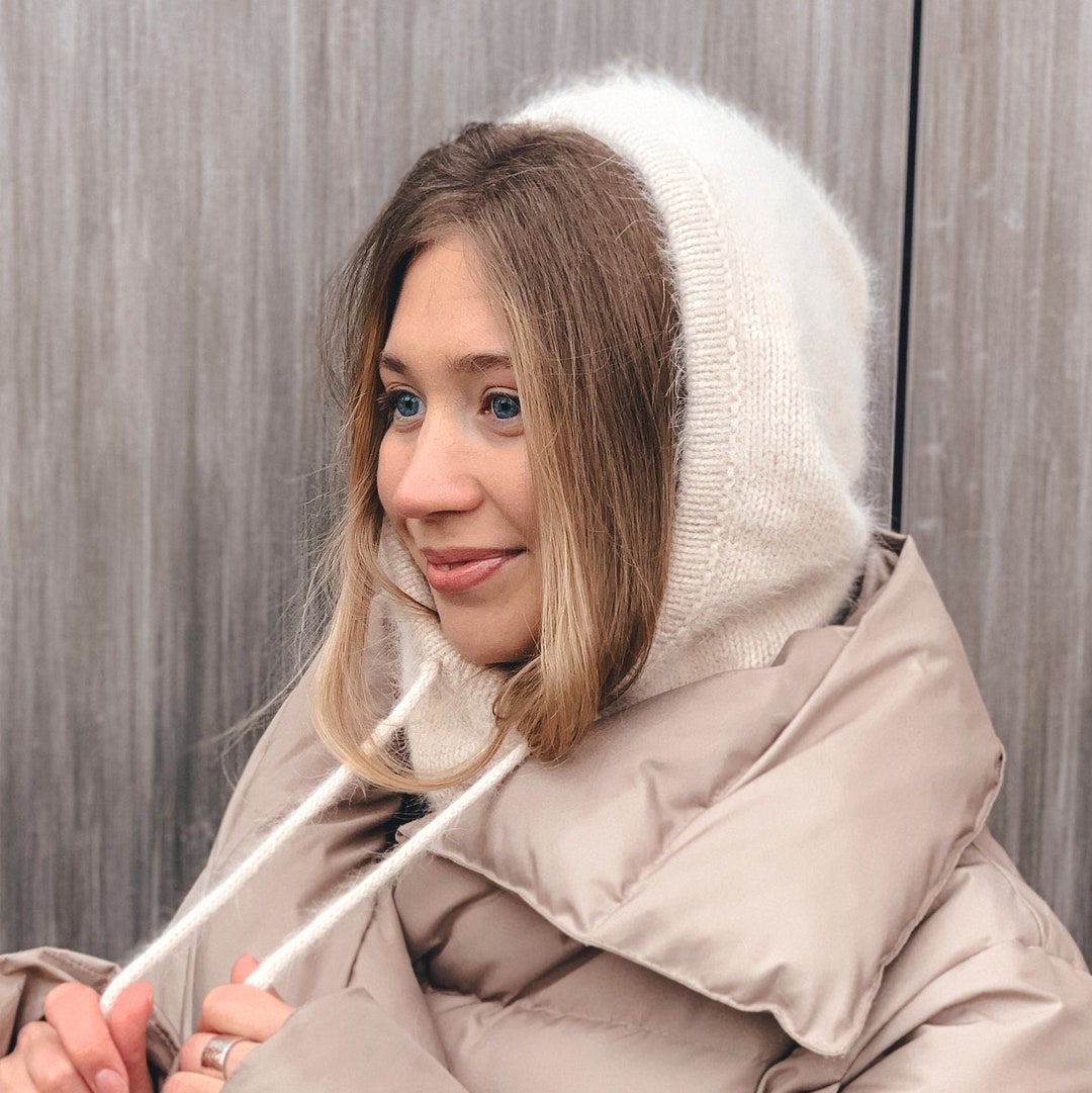Knitted Merino Angora Hood, Hat, Balaclava, Snood. Merino Angora Yarn ...