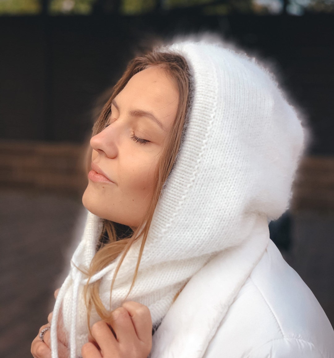 Hood White, Hat, Balaclava, Snood. Angora Yarn - Etsy