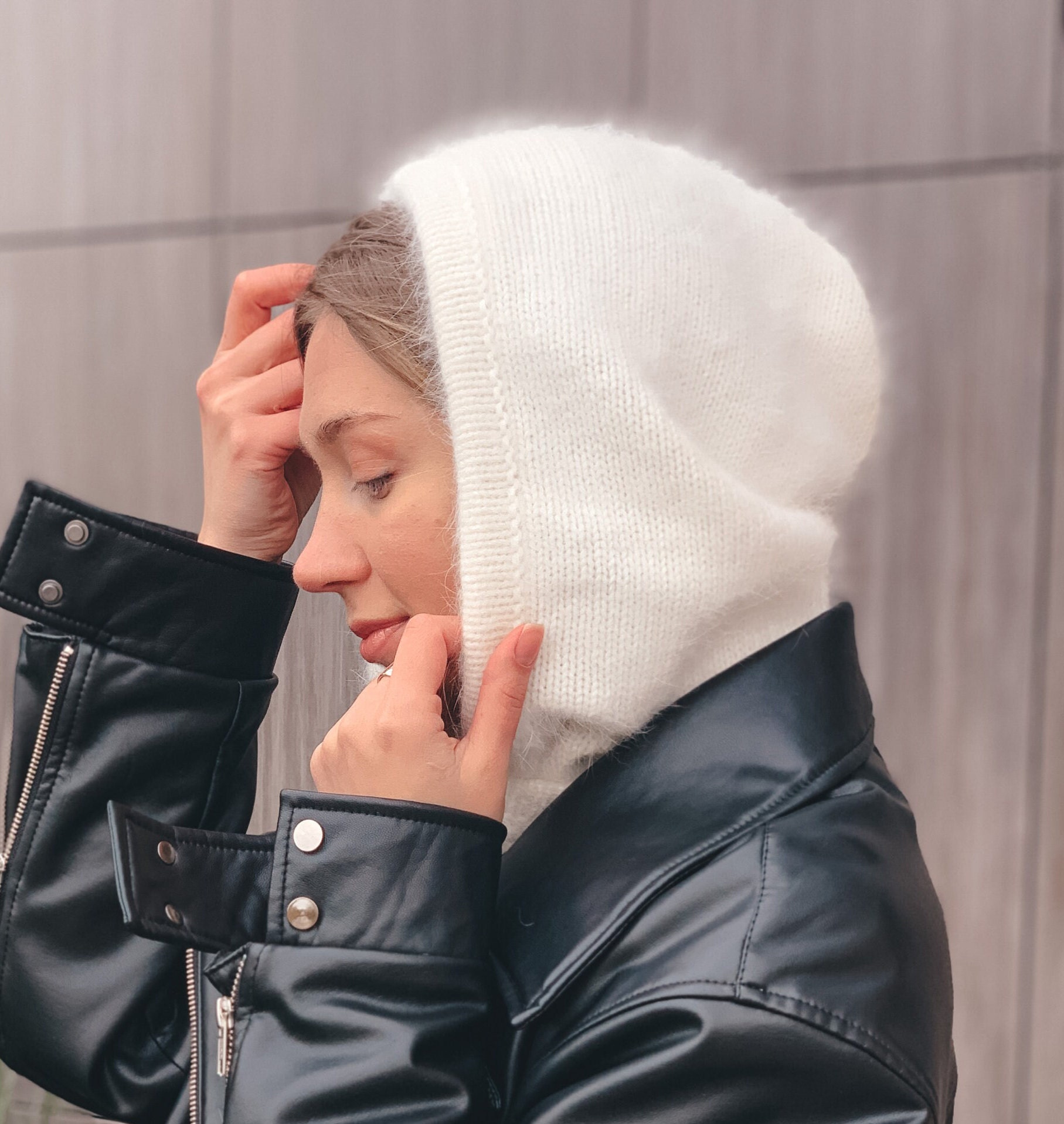 Hood White, Hat, Balaclava, Snood. Angora Yarn - Etsy