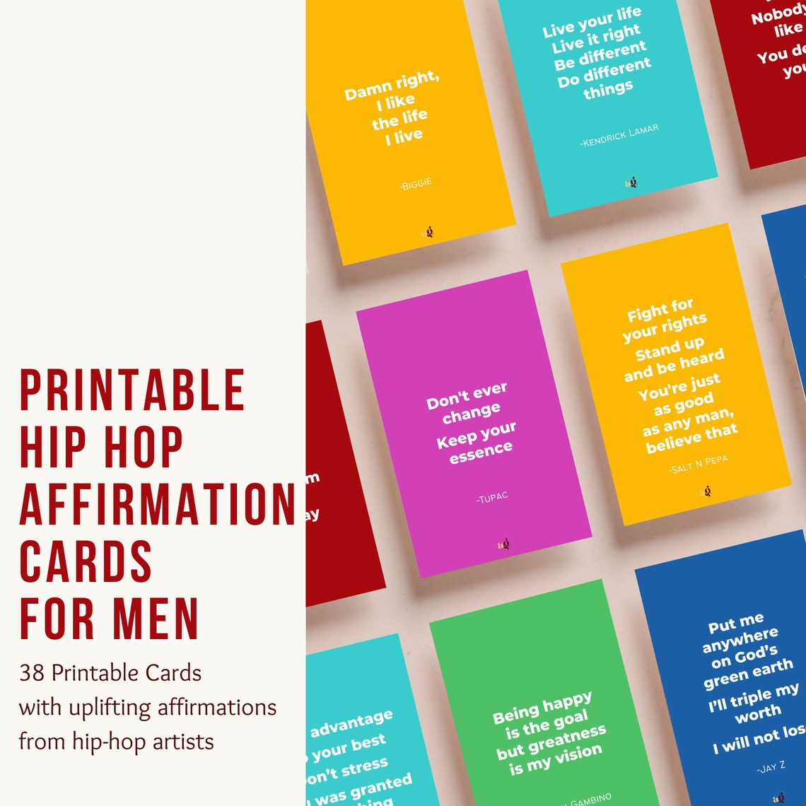 38 Printable Hip Hop Affirmation Cards for Men Digital Download ...