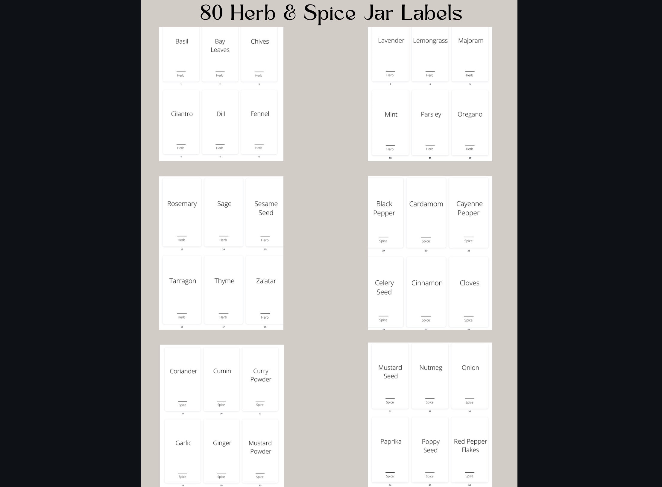 Printable Spice Labels, Spices Jar Labels , Storage Sticker, DIY ...