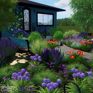 Full Sun Garden Template Perennial Garden Plan Design Front Yard Curb ...