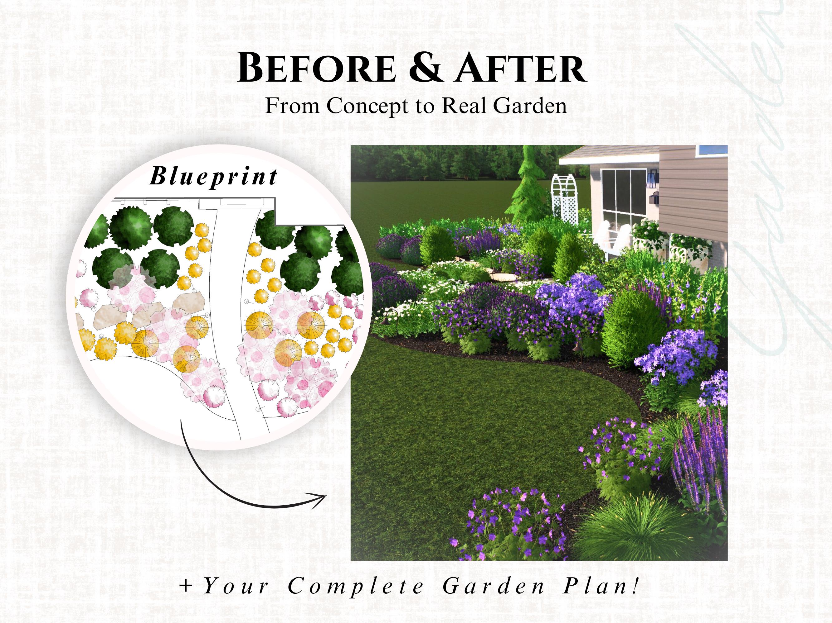 Structured Garden Design Plan With Boxwood and Perennials Full Sun ...