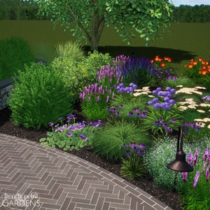 Full Sun Garden Template Perennial Garden Plan Design Front Yard Curb ...
