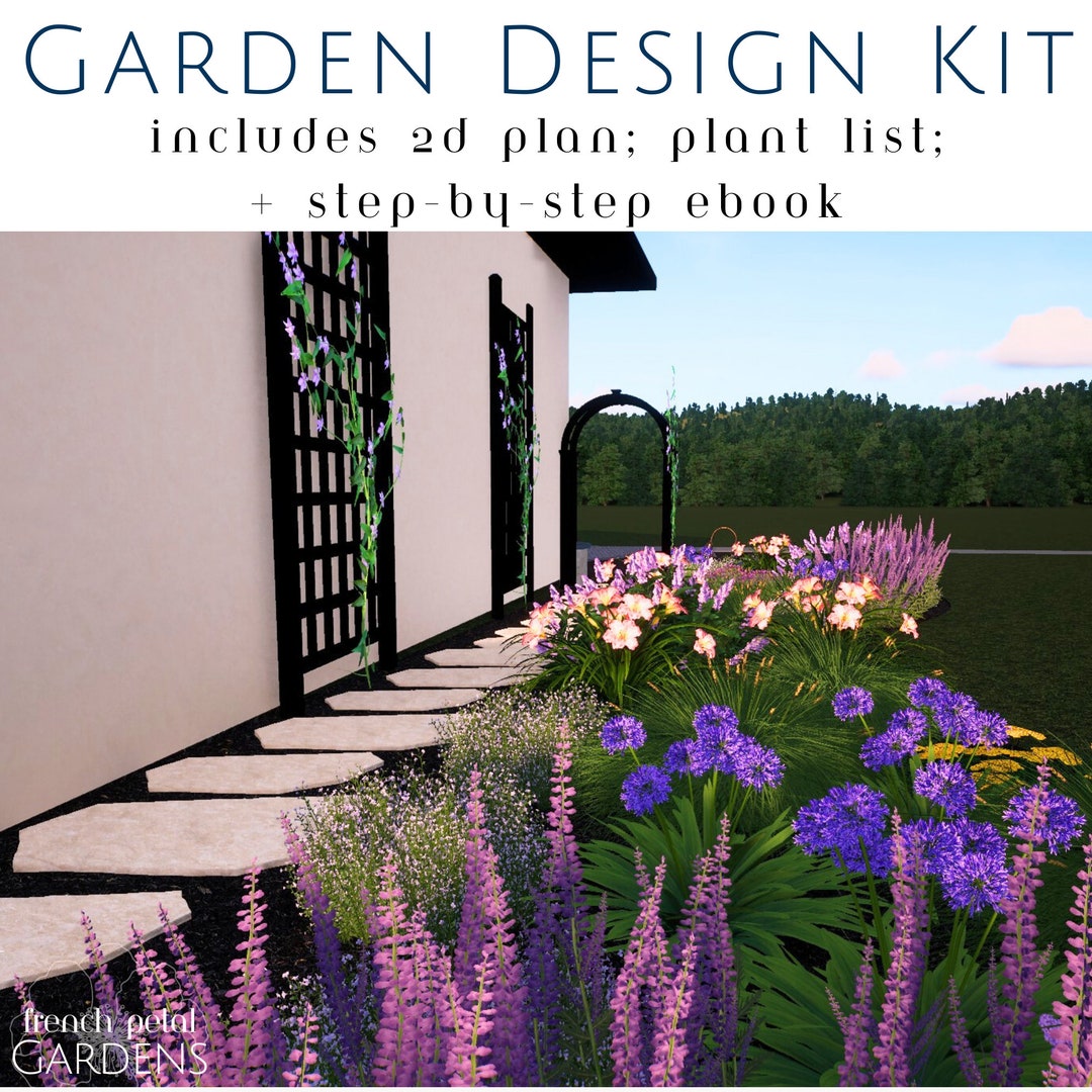 Ready-made Landscape Design Plan for Full Sun Sideyard Pathway Family ...