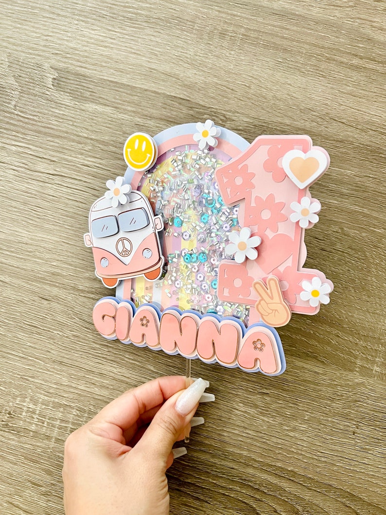 Custom Cake Topper Groovy Birthday Shaker Cake Topper Birthday Ideas ...