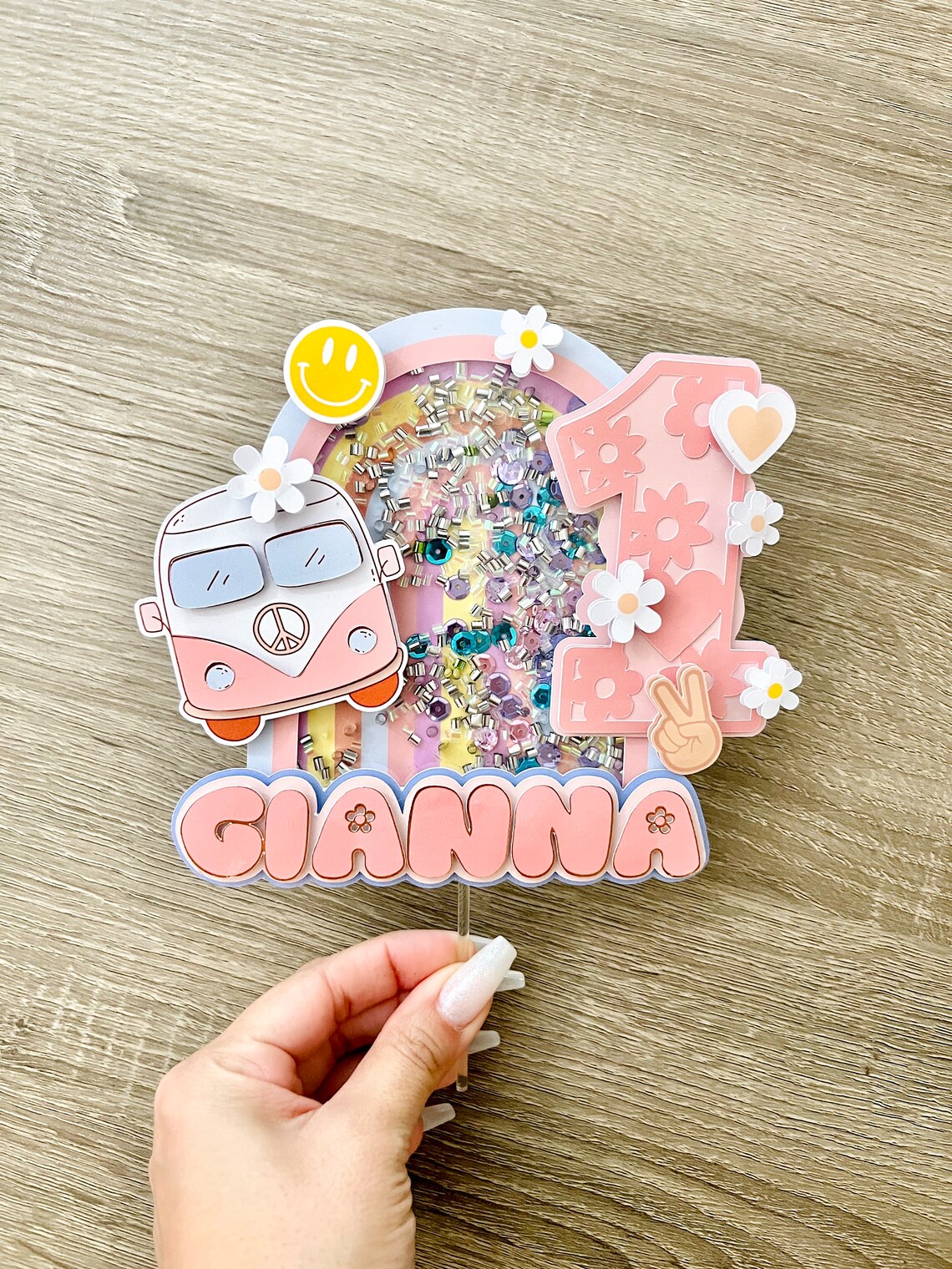 Custom Cake Topper Groovy Birthday Shaker Cake Topper Birthday Ideas ...