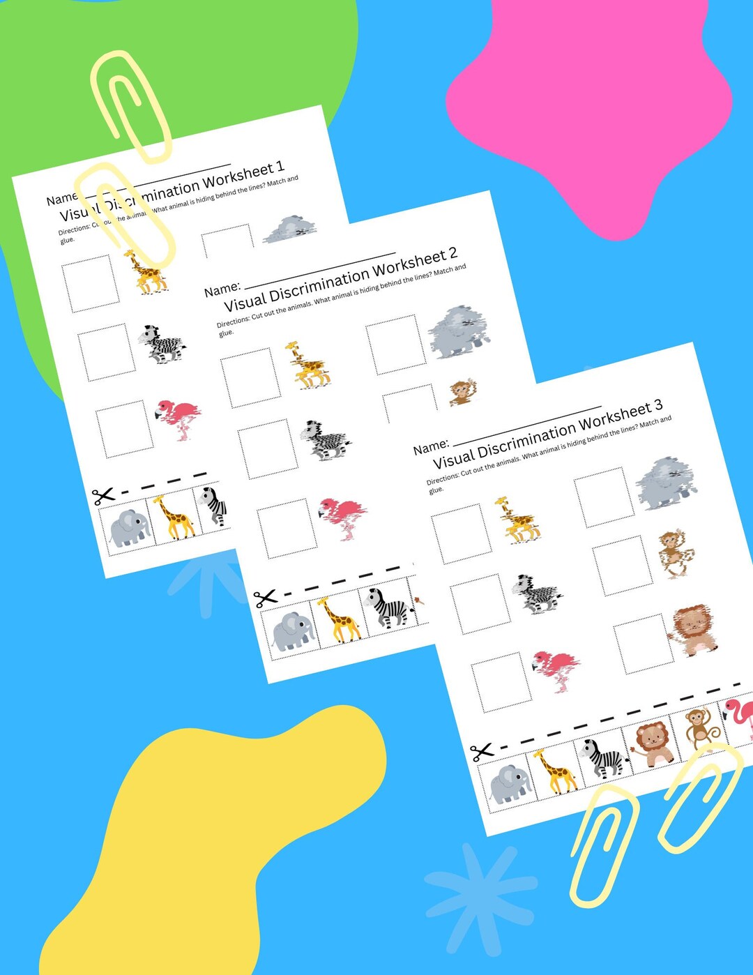 PRINTABLE Jungle Visual Discrimination Worksheet With Scissors Skills ...
