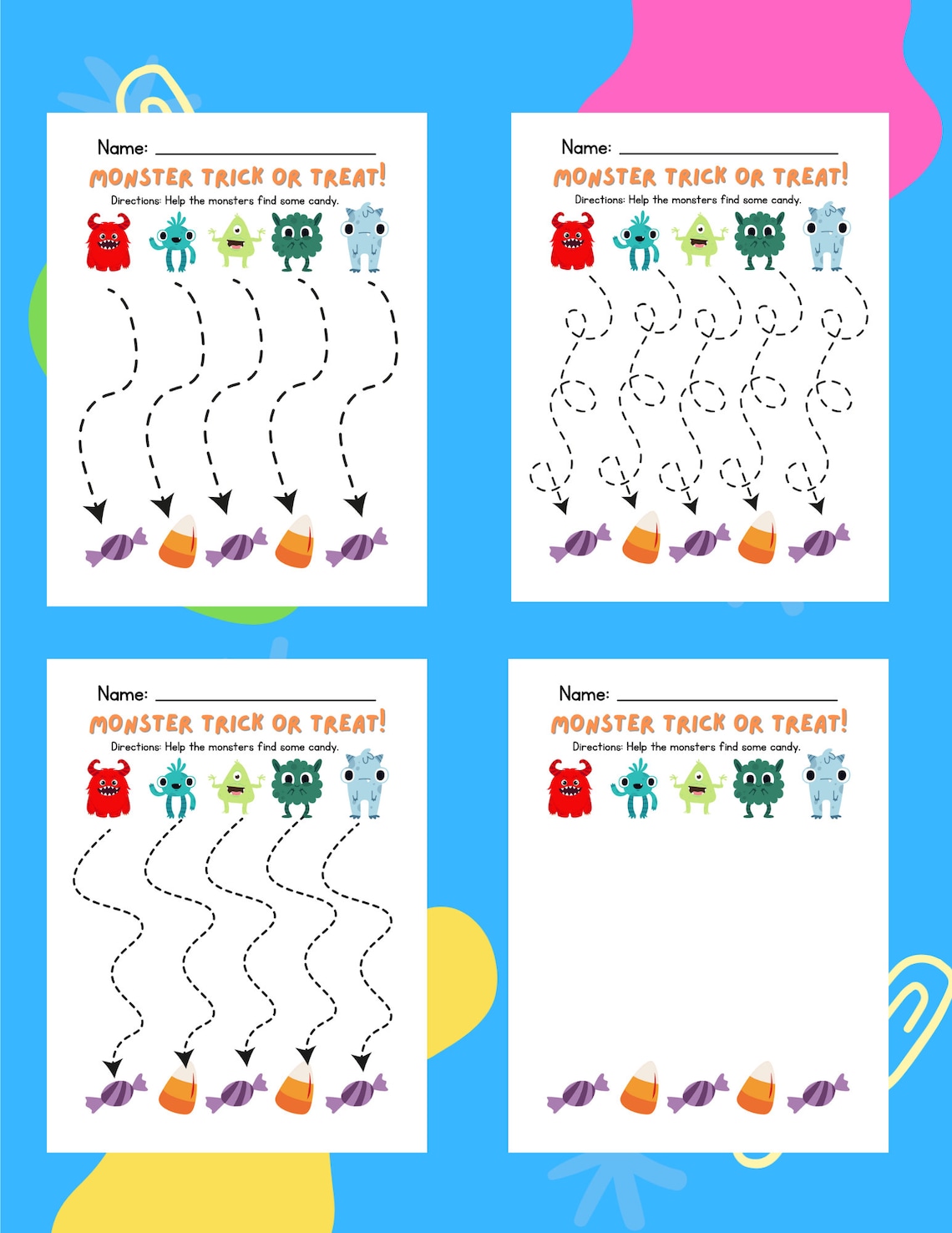 PRINTABLE Pre-writing Line Tracing Worksheet Packet for Toddlers and ...