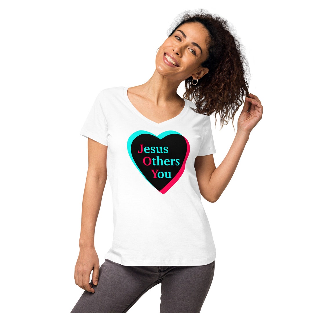 JOY = Jesus Others You - Tiktok Style Dark on Light - Women’s Fitted V ...