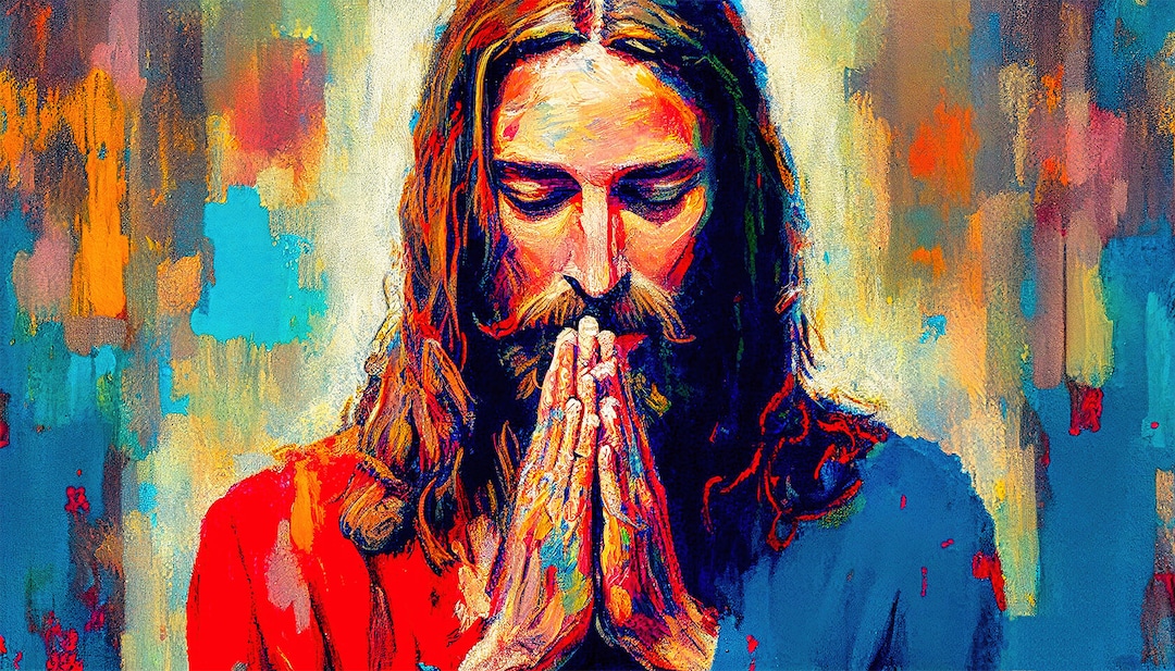 Canvas Print - AI Generated Art - Abstract Painting of Jesus Praying - Etsy