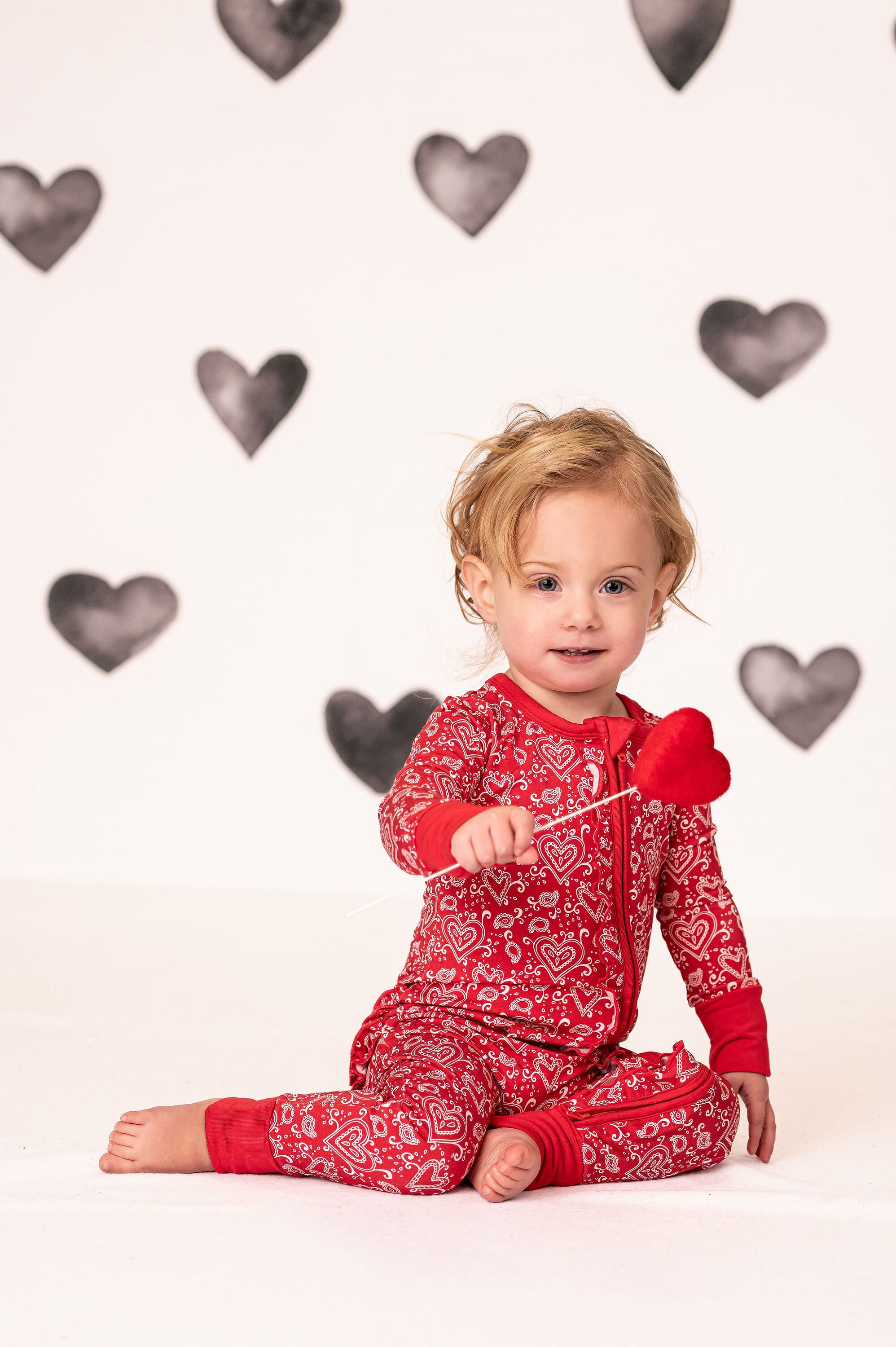 Red Paisley One Piece Zip-up Bamboo Romper Pajamas for Babies ...