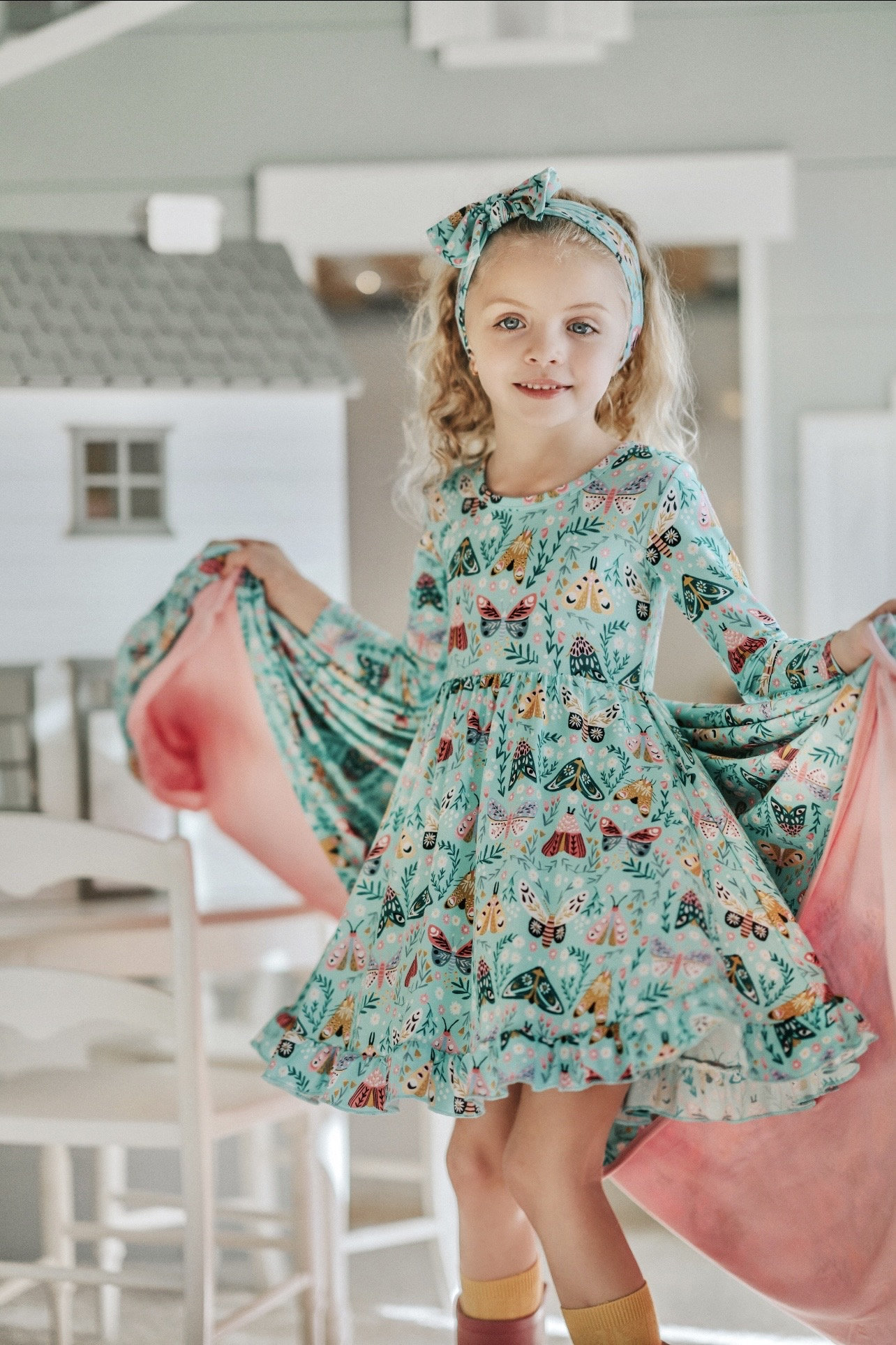 Magical Moths Bamboo Twirl Dress, Girls Twirl Dress, Toddler Girl Dress ...