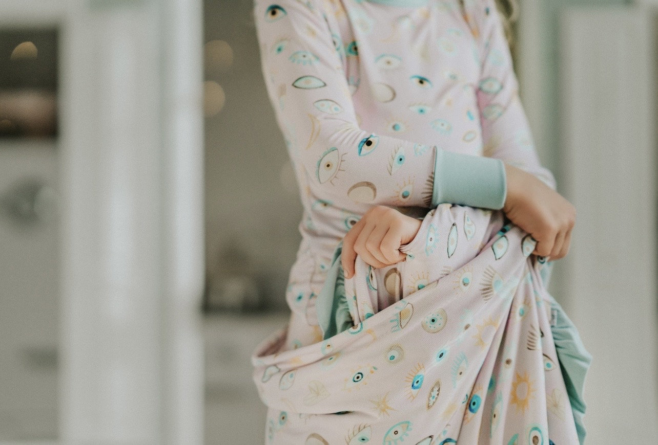 Girls Pink Evil Eye Bamboo Two-piece Pajama Set, Slumber Party Pajamas ...