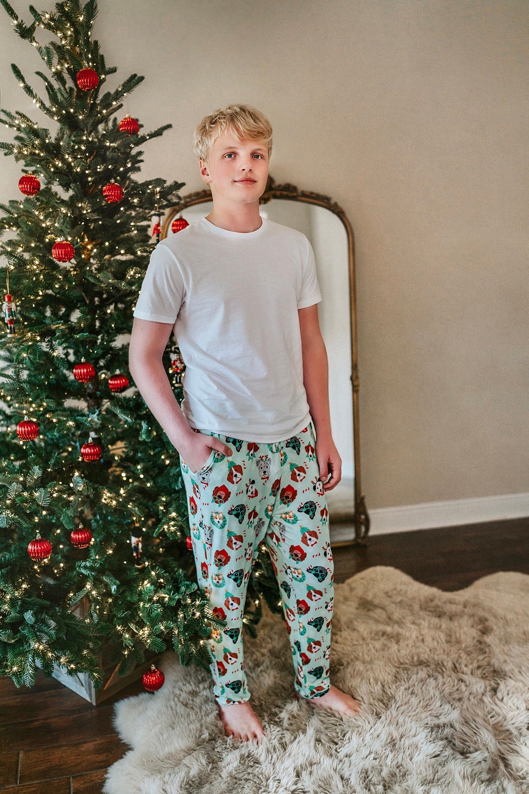 Unisex Bamboo Holiday Adult Sleep Pants, Family Matching Pajamas, Mens ...