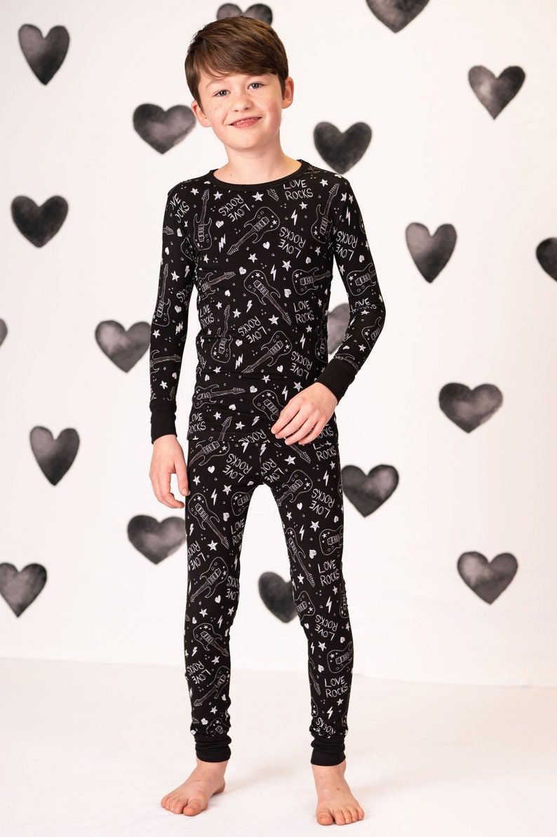 Rock N' Roll Guitars Two Piece Kids Bamboo Pajama Set Perfect Gift for ...