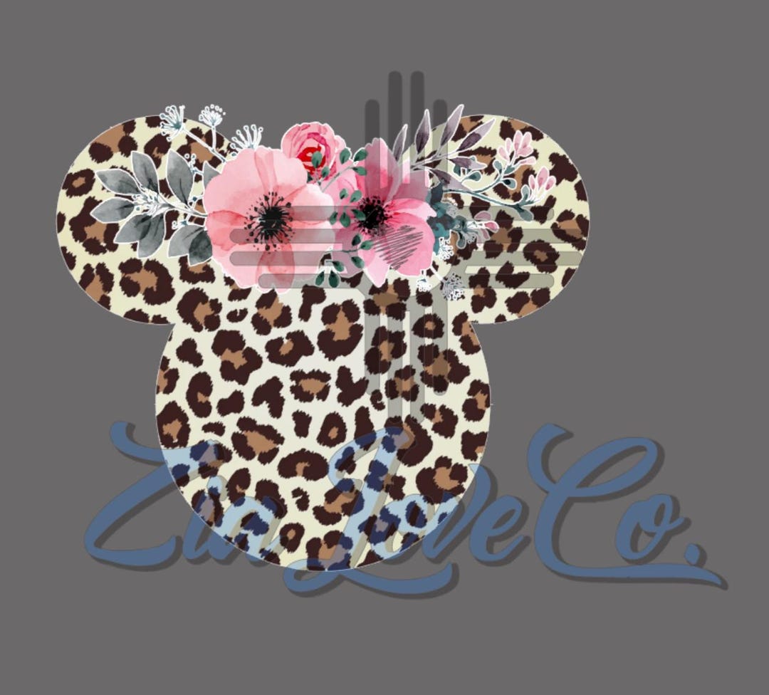 Girly Mouse Head, Mouse Ears, Floral, PNG Digital Design for ...