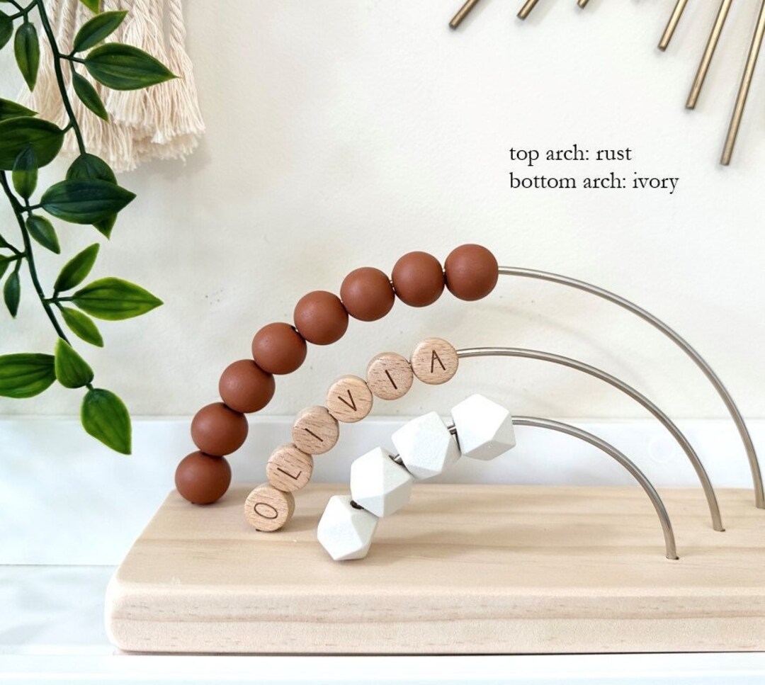 PERSONALIZED Abacus, Boho Wooden Nursery Decor, Modern Matte Earthy ...