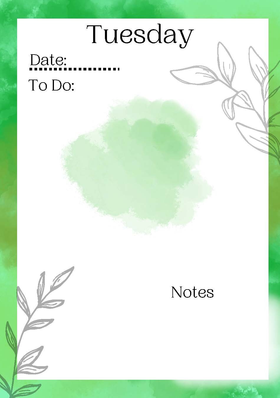 Leafy Green Watercolor Weekly Planner - Etsy