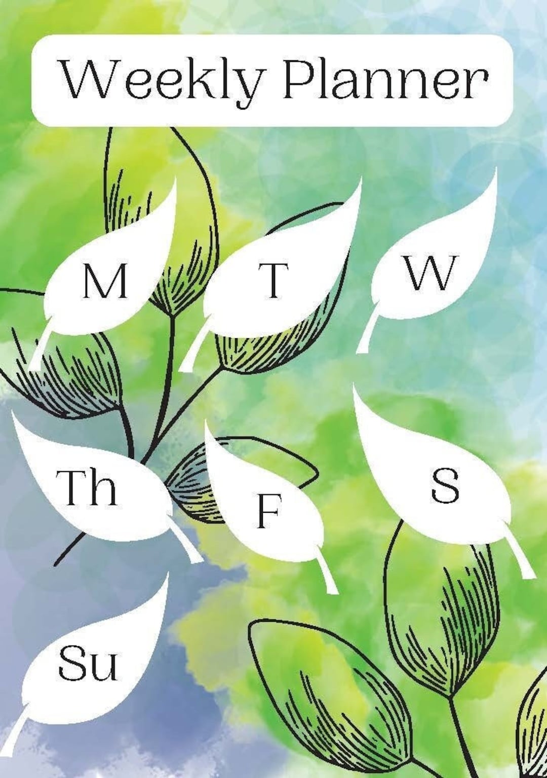 Leafy Green Watercolor Weekly Planner - Etsy