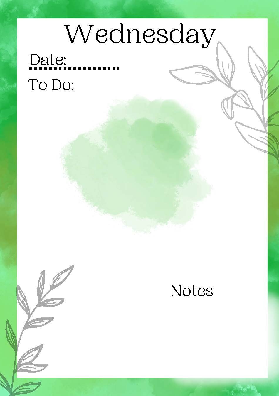 Leafy Green Watercolor Weekly Planner - Etsy