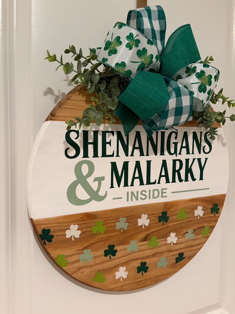 St. Patrick's Day Wreath | Shenanigans & Malarky Door Hanger - Etsy