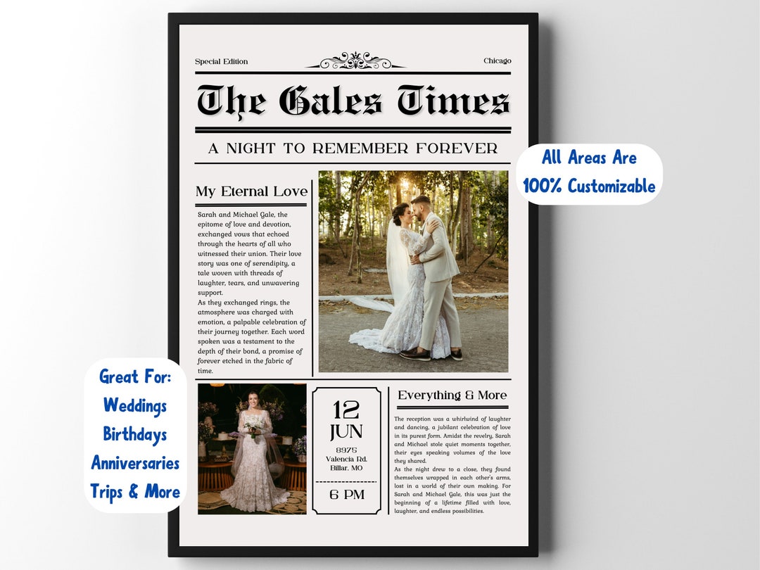 Newspaper Template Poster Print | Personalized Poster | Custom Poster ...