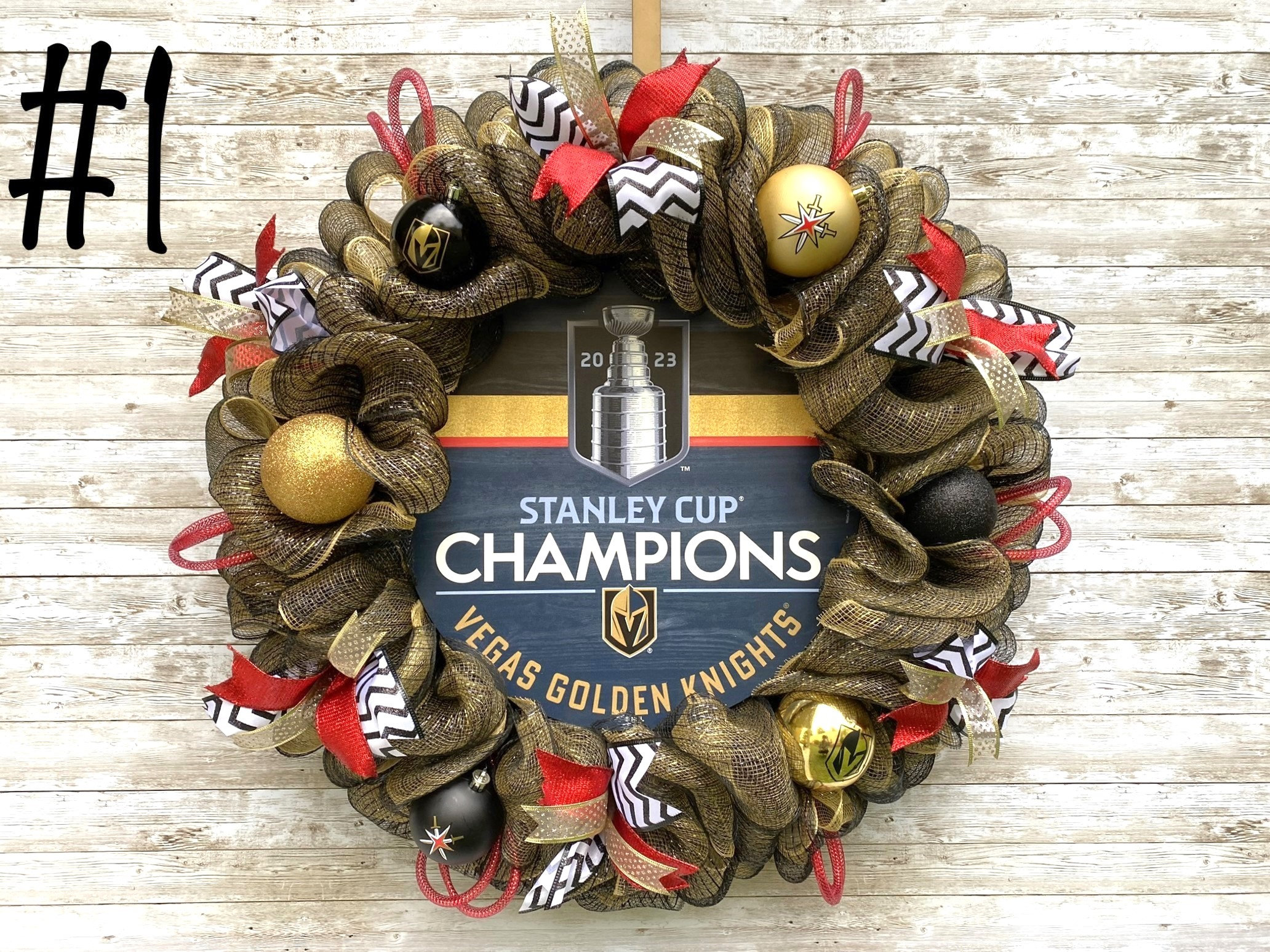 Golden Knights Wreath VGK Las Vegas Golden Knights - Etsy