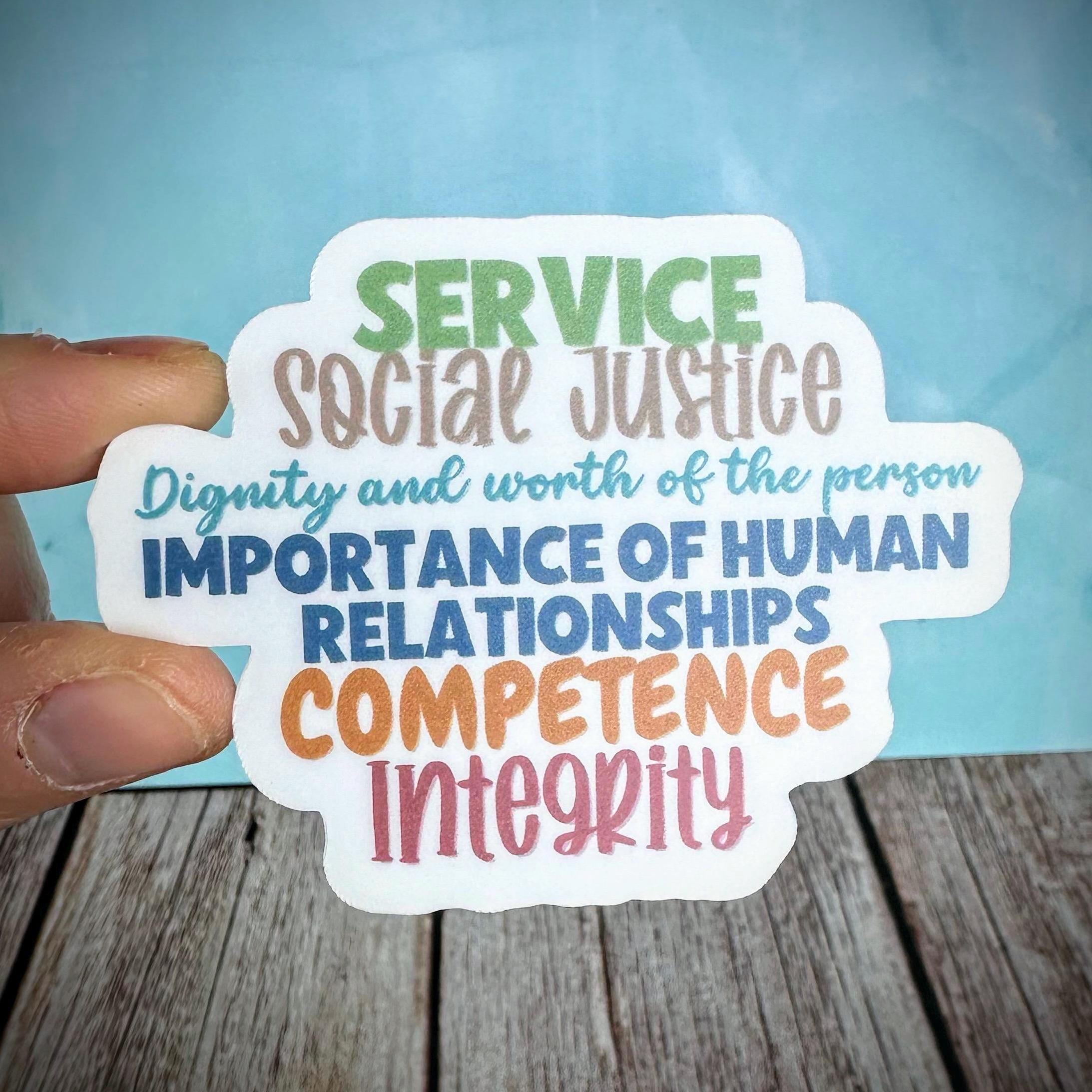 Social Work Core Values Vinyl Sticker: Social Worker LCSW MSW BSW Gift ...
