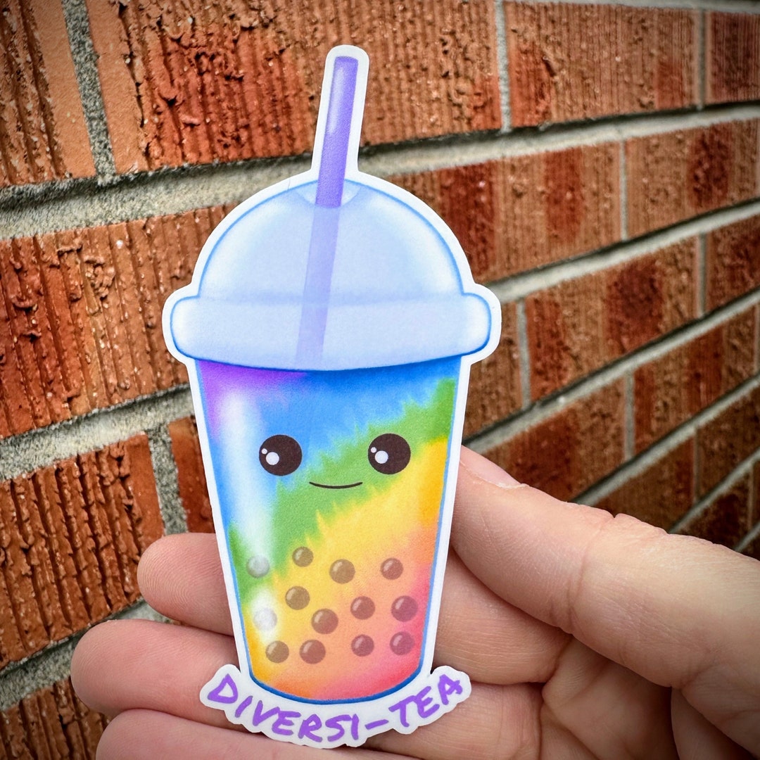 Colorful Diversity Rainbow Tea Matte or Glossy Vinyl Sticker, Cute ...