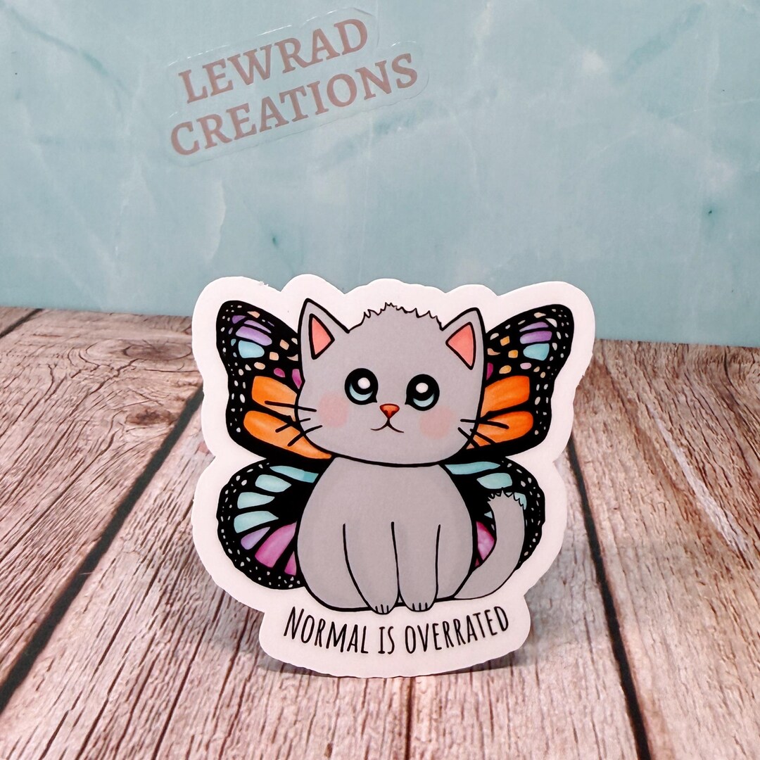 Normal is Overrated Sticker – Neurodiversity Cat With Butterfly Wings ...