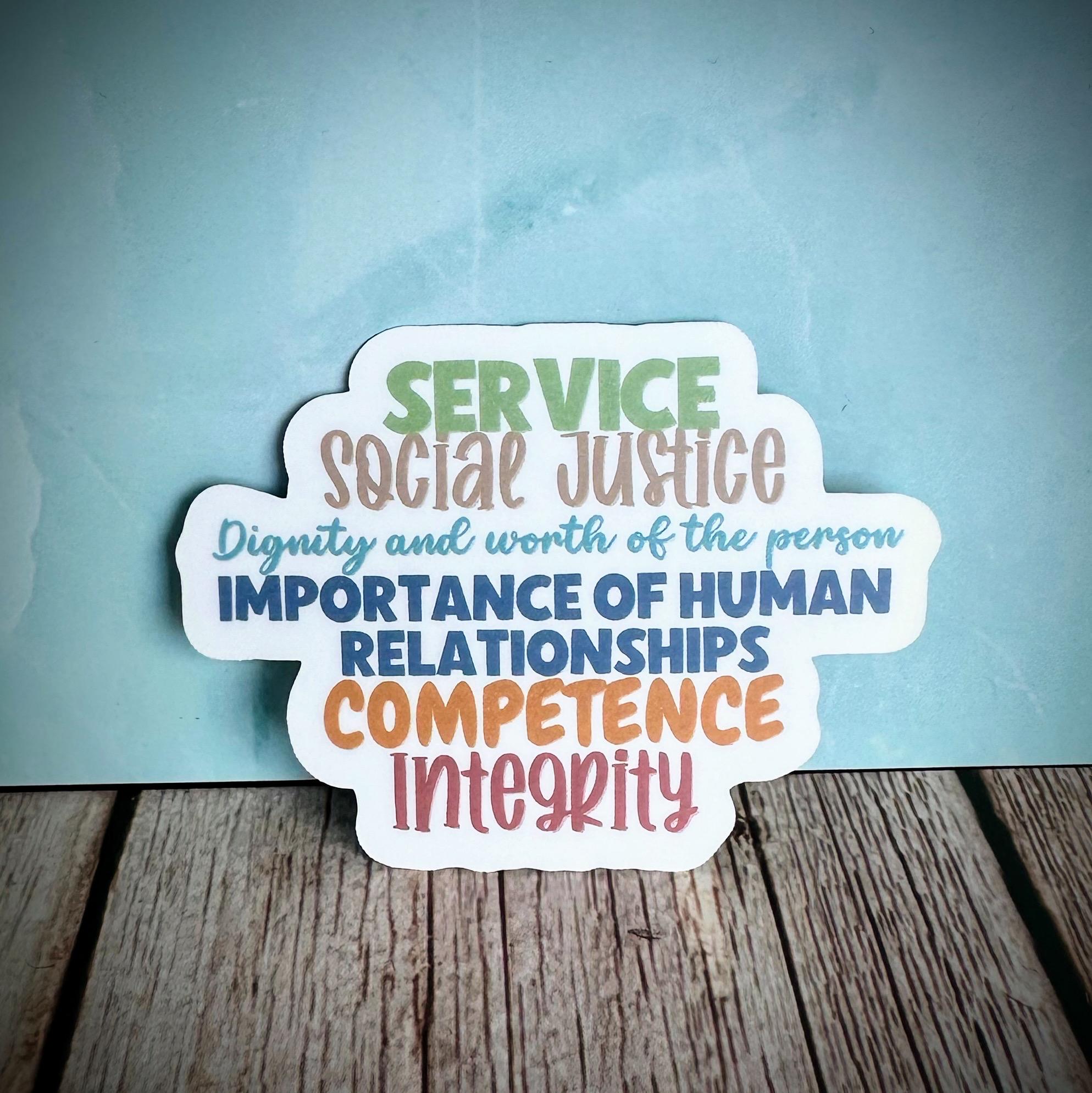 Social Work Core Values Vinyl Sticker: Social Worker LCSW MSW BSW Gift ...
