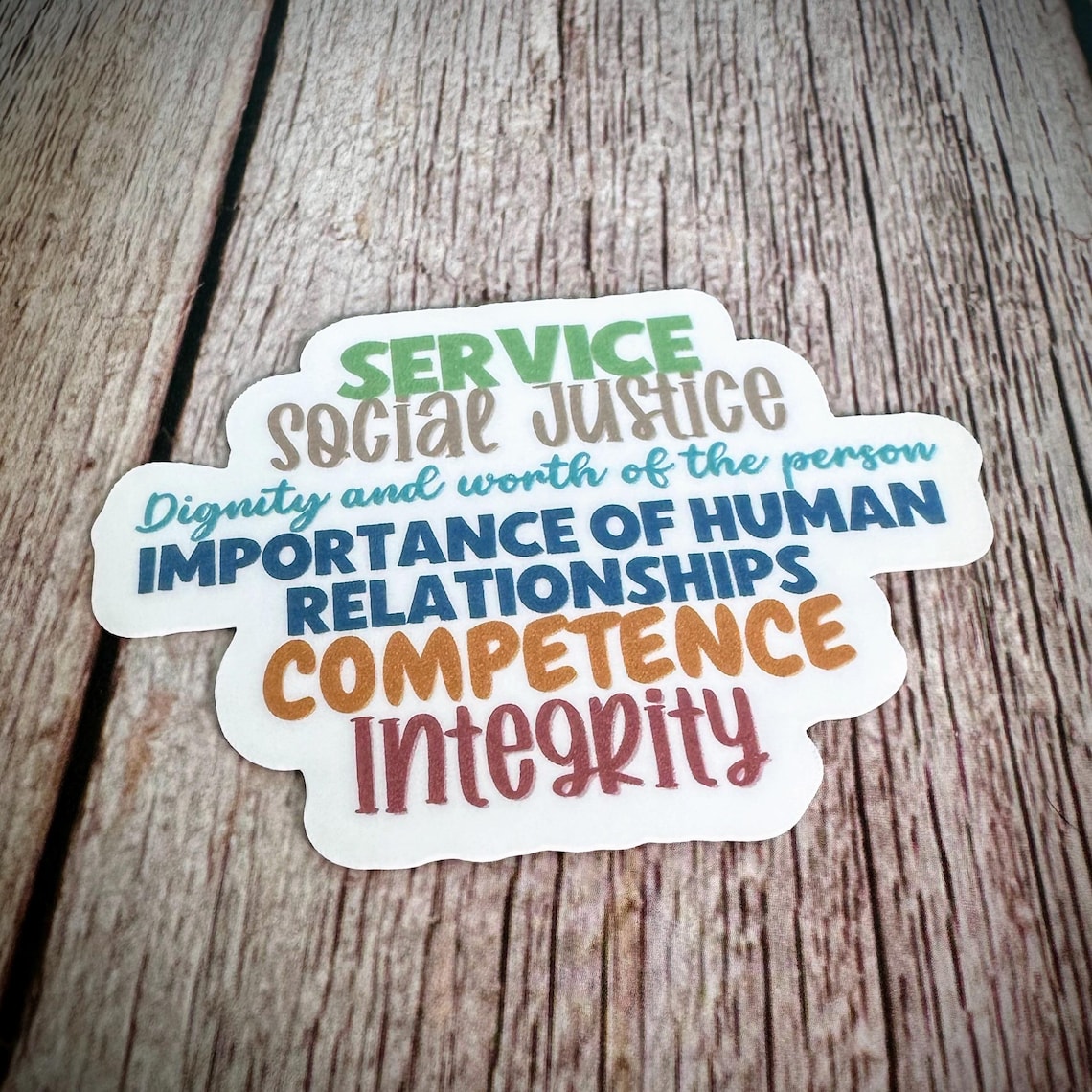 Social Work Core Values Vinyl Sticker: Social Worker LCSW MSW BSW Gift ...