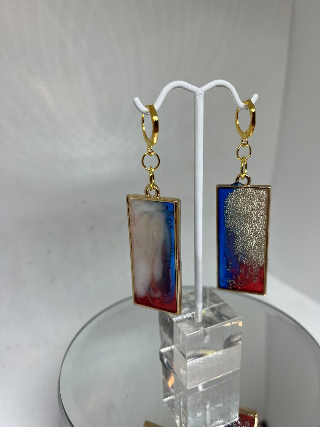 Red White and Blue Resin in a Gold Setting! Just in Time for the ...