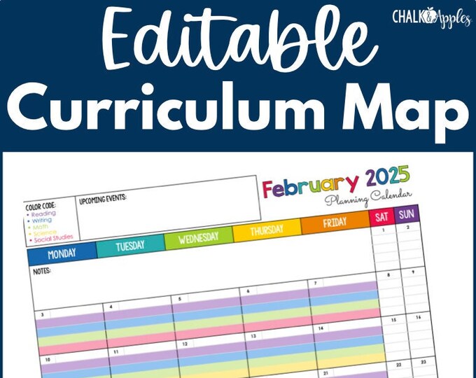 Editable Curriculum Map Template School Year Curriculum Planning Calendar - Etsy