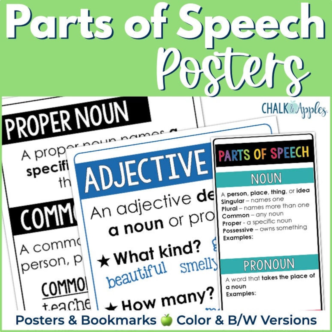 Parts of Speech Posters & Bookmarks - Etsy