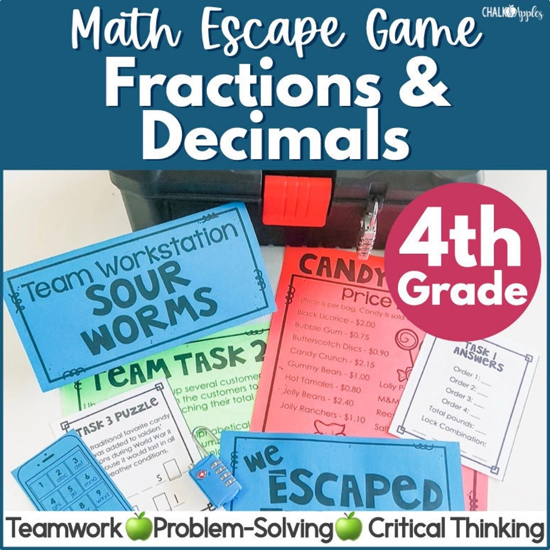 Fractions & Decimals Math Escape Game - Etsy