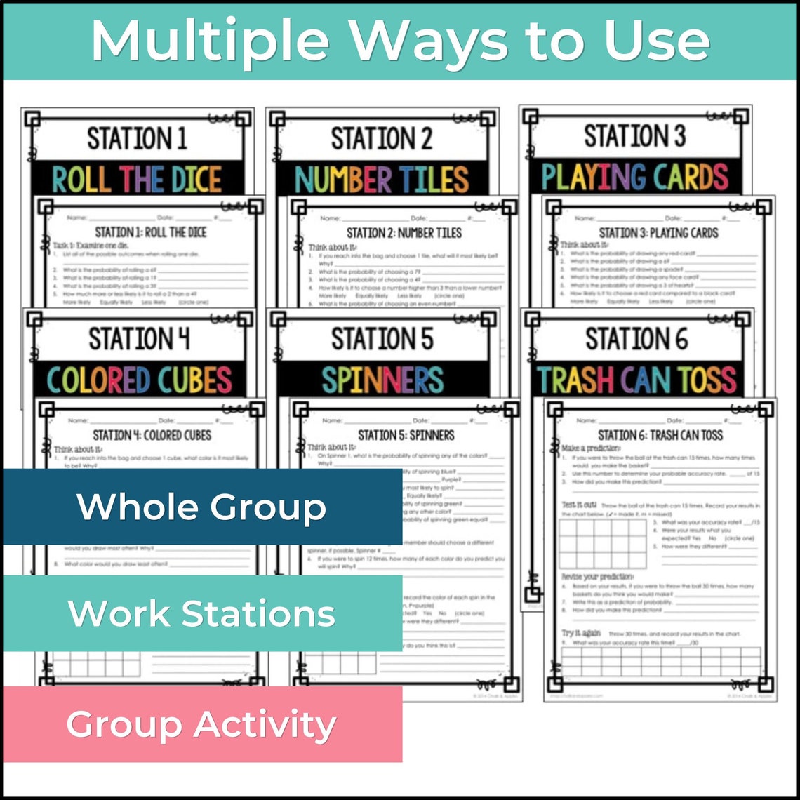 Chance & Probability Activities: Hands-on Theoretical and Experimental ...