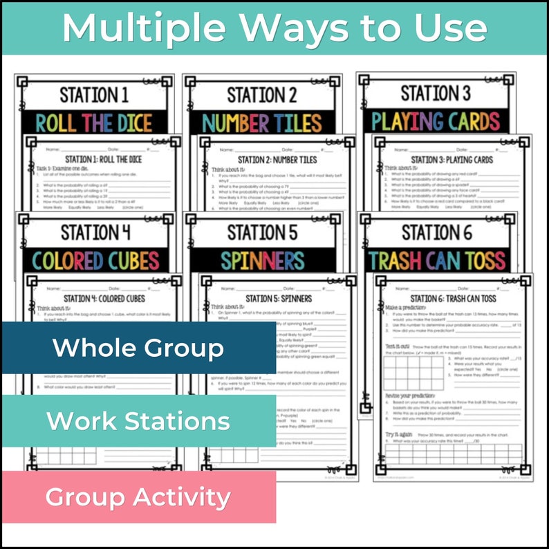 Chance & Probability Activities: Hands-on Theoretical and Experimental ...